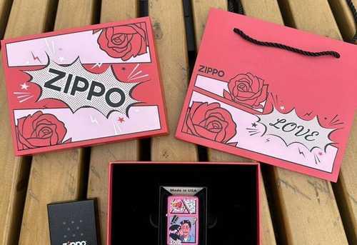 Зажигалка zippo love розовая вапир vampire lumino