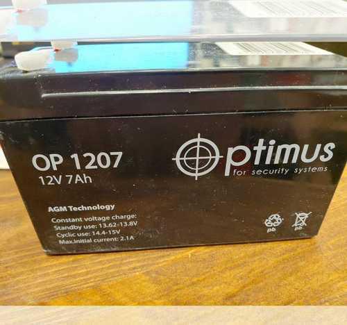 Аккумуляторная батарея Optimus OP 1207, 12V, 7Ah