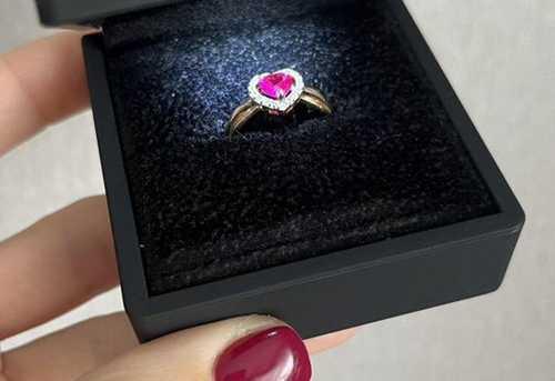 Золотое кольцо 585 с рубином и бриллиантами