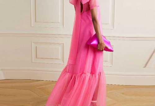 Платье Staud розовое с бантом