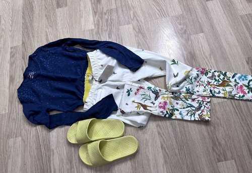 Брюки zara 164, лонгслив reserved 152 и шлепки 36