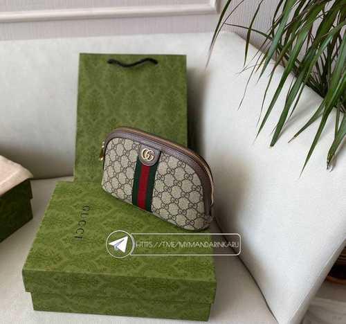 Косметичка Gucci канва и кожа