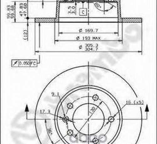 Диск тормозной Standard зад 08937110 Brembo
