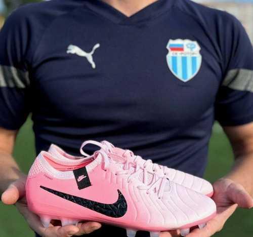 Бутсы Nike Tiempo Legend X pink and white