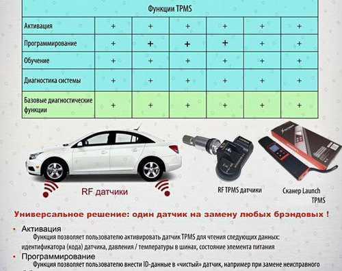 Универсальные датчики давления шин tpms launch