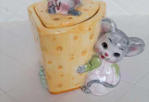 Мыши в сыре сахарница фарфор керамика