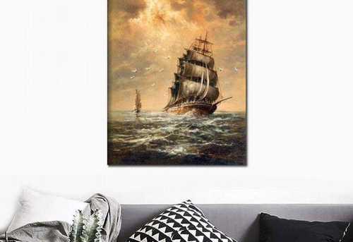 Картина маслом корабль в море
