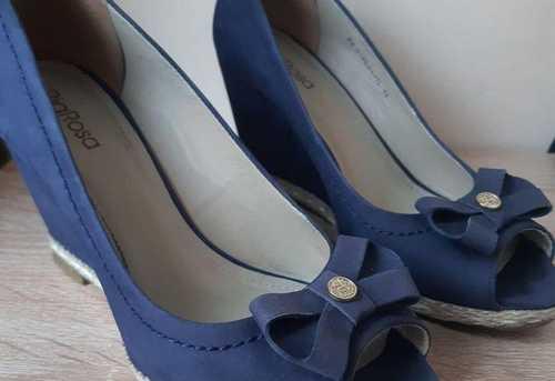 Синие туфли /босоножки RiaRosa на танкетке