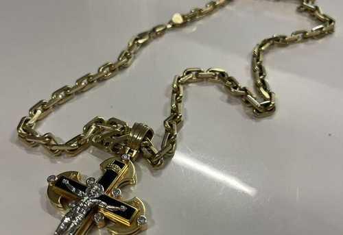 Золотая цепь с крестом мужская