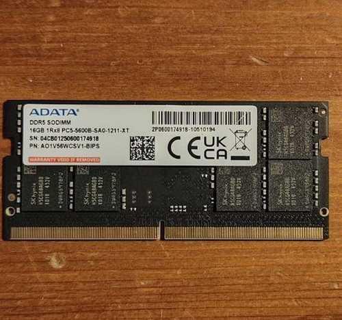 Оперативная память AData DDR5 Sodimm 16gb 5600 mhz
