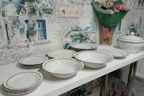 Набор столовой посуды с позолотой Чехословакии