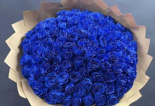Синие розы букет 51 101 хризантемы