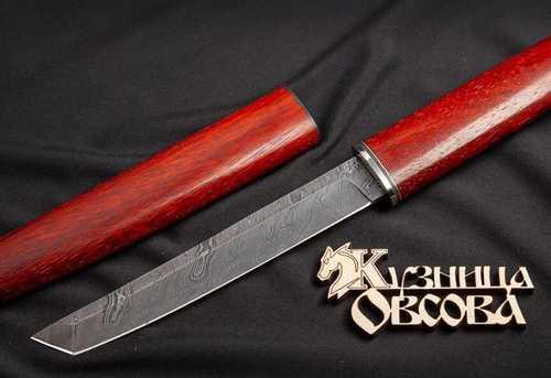 Японский нож из дамаска в деревянном чехле