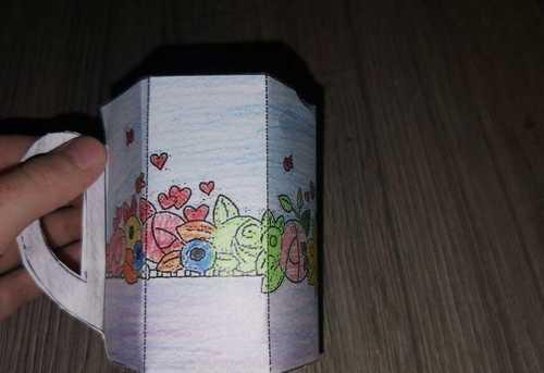 Бумажная кружка с пакетиком для заварки чая