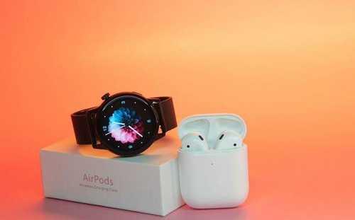 Комплект Airpods 2 + Женские Смарт Часы Черные