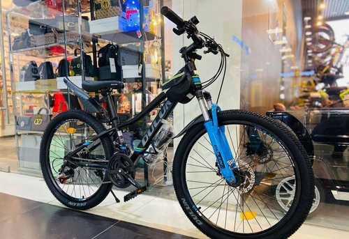 Велосипед горный детский dulun-S7 24'' черный/сини