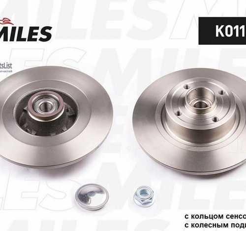 Miles K011702 Диск тормозной renault megane iiscenic II 03 задний с подшипником