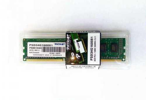 Patriot dimm 4Gb DDR3 PC12800 (1600MHz) PSD34G1600