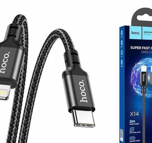 Кабель USB Type-C - Lightning hoco X14 (черный) 2м