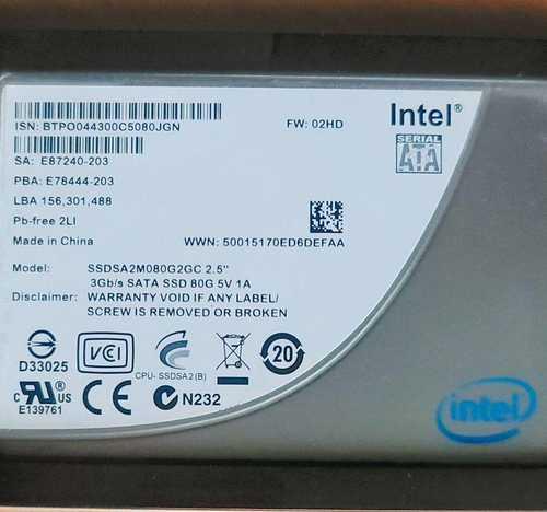 Intel ssd 80gb