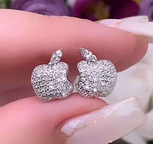 Серьги "Apple"детские. Серебро 925. Фианиты