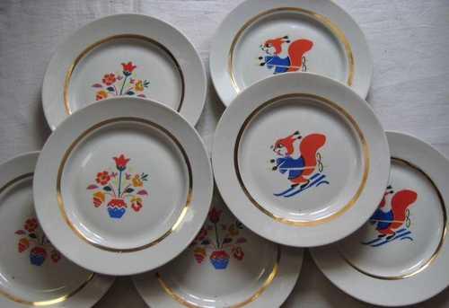 Детские тарелки СССР (белочка, цветы)