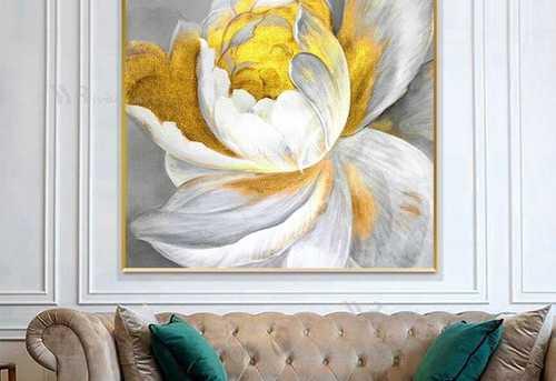 Картина маслом на холсте цветок в золоте Шедевр