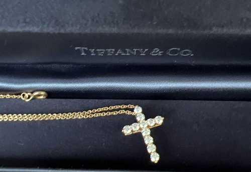 Tiffany&Co золотой Крестик с бриллиантами оригинал