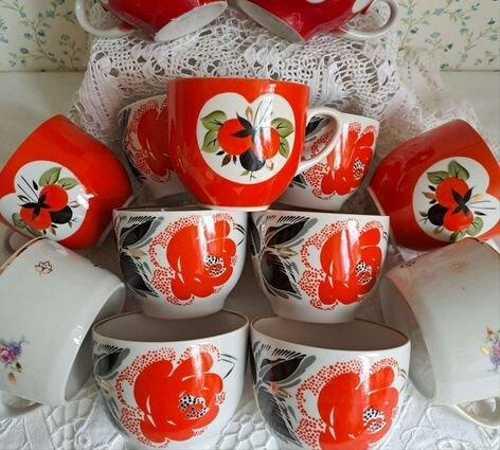 Чашки чайные Полонне, лфз, фарфор СССР