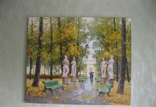 Картина маслом на холсте 50х60 см. "Летний сад "