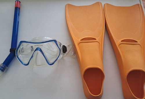 Ласты для плавания детские 32-34 р-р маска трубка