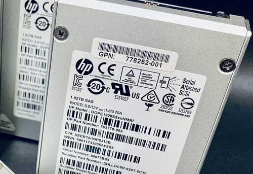 Жесткие диски SSD HP 1.92Tb SAS 778252-001