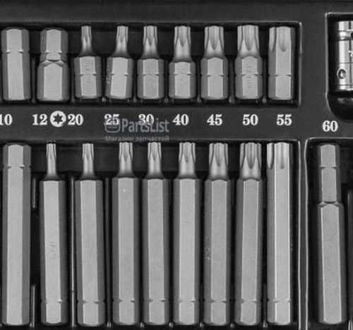 Набор вставок-бит 10 мм шестигранных Н4-12мм, torx Т20-Т70 (30 и 75 мм) и адаптеров 3/8’’DR и 1/2’’D