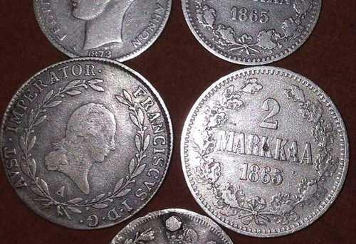 Набор монет19 века, 1810-1873 гг.(серебро) 5 шт