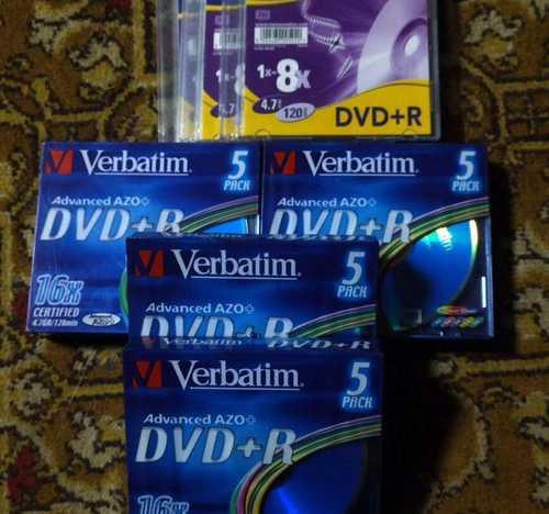 Диски оптические Verbatim DVD+R 4.7GB AZO+