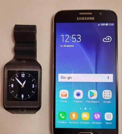 Samsung Galaxy S6 duos + умные часы Samsung Gear 2
