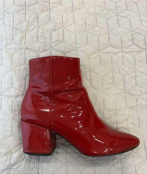 Ботильоны красные лакированные Top shop