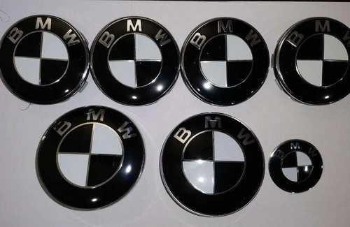 Комплект эмблем BMW чёрно-белый