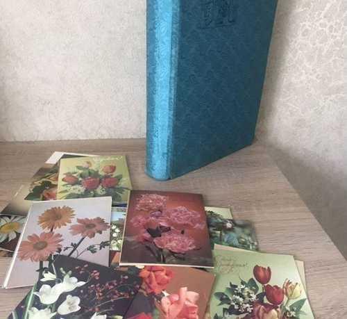Альбом с открытками цветы-чистые СССР