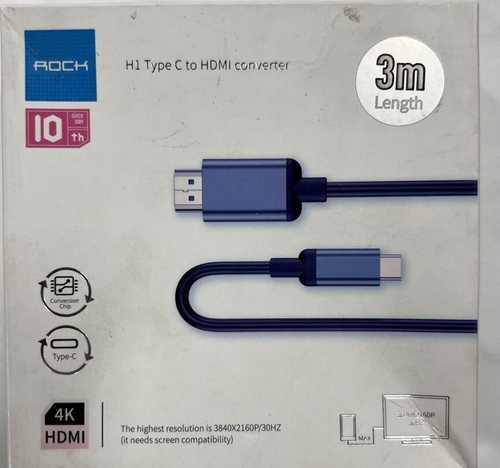 Переходник Rock H1 с Type C на hdmi(3м)