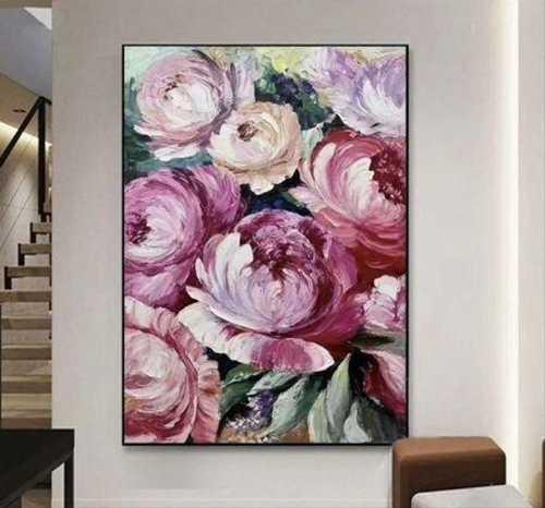 Интерьерная картина маслом на холсте Розовые розы