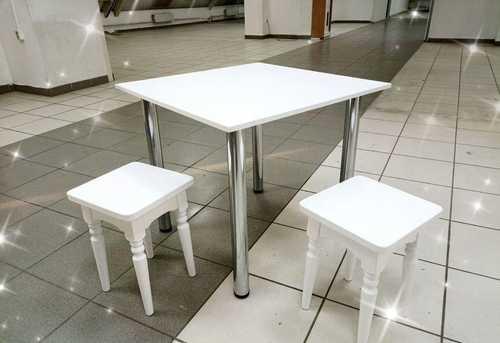 Стол кухонный обеденный белый квадратный