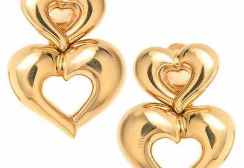 Серьги Van Cleef & Arpels Double Heart Yellow Gold
