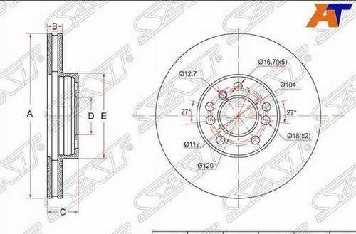 Диск тормозной BMW X3 E83 03-10, BMW X5 E53 00-06