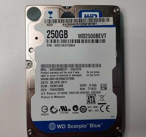 250GB 2.5" для ноутбука WD Blue