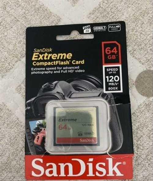 Карта памяти SanDisk Extreme CompactFlash, 64 гб