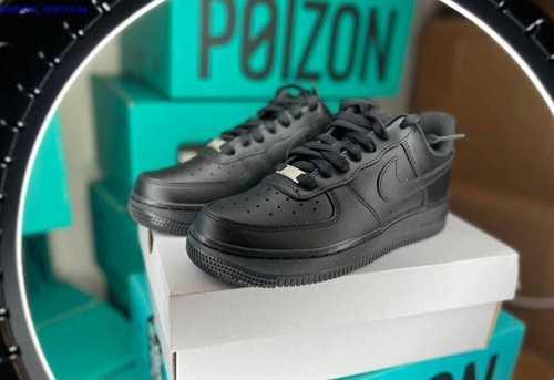 Кроссовки Nike Air Force 1 Black Poizon оригинал
