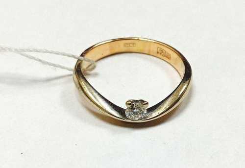 Золотое кольцо с бриллиантом 16,5 р-р