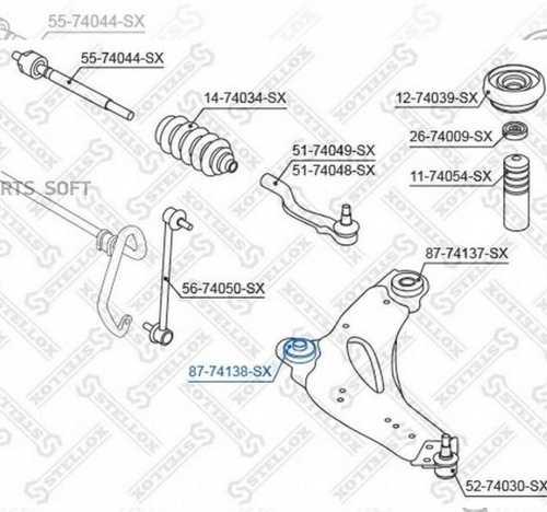 Stellox 87-74138-SX сайлентблок рычага пер.\ Nissan Primastar all 02