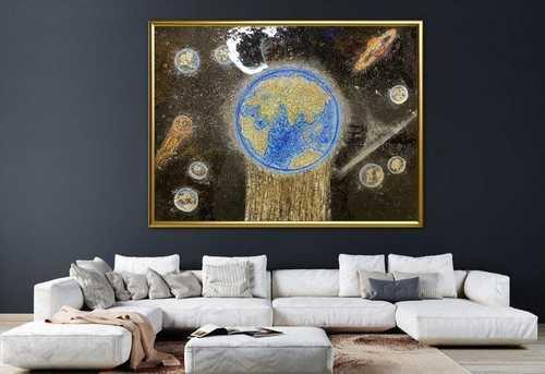 Картина "земля И космос" ручная работа эпоксидка